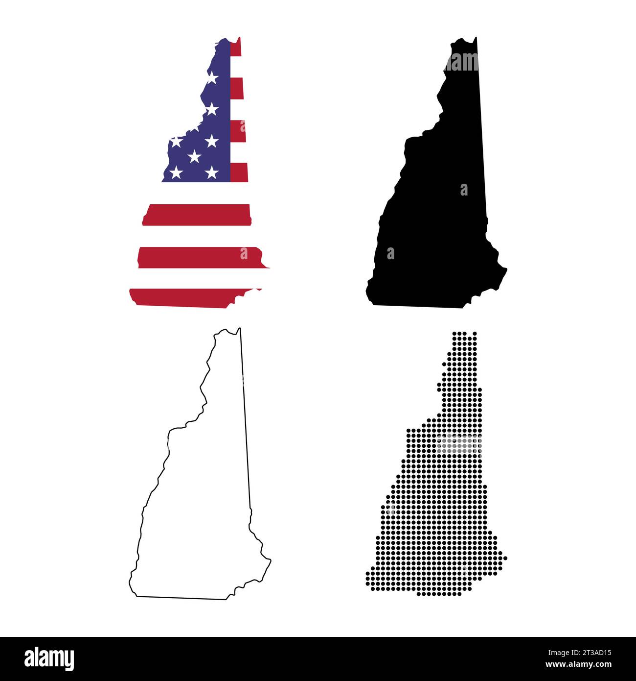 Set of New Hampshire map, united states of america. Flat concept vector ...