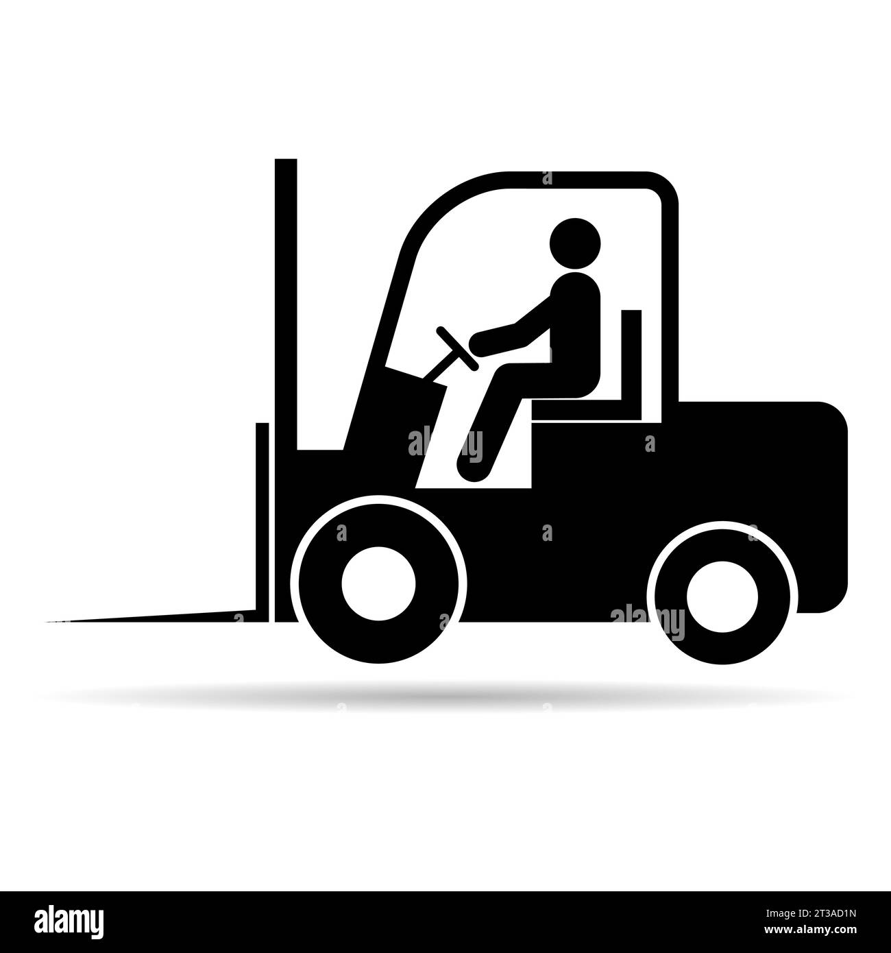 Forklift transport icon shadow, industry vehicle machine symbol, fork ...