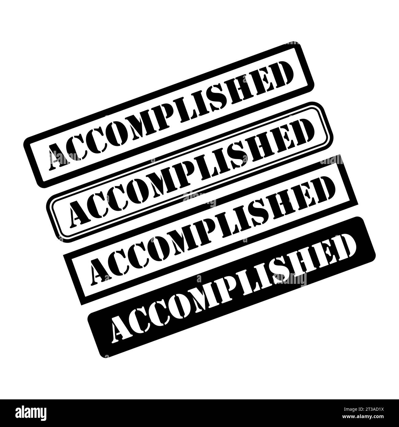 Set of Accomplished stamp symbol, label sticker sign button, text banner vector illustration ...