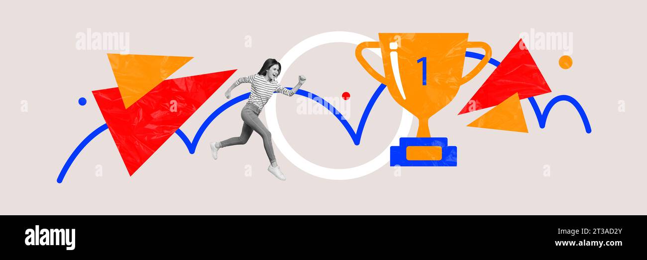 Exclusive magazine picture sketch collage image of purposeful lady ...