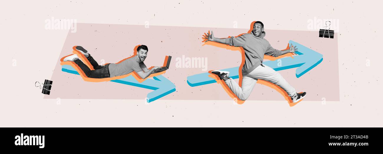 Creative 3d photo artwork graphics collage painting of funky colleagues ...