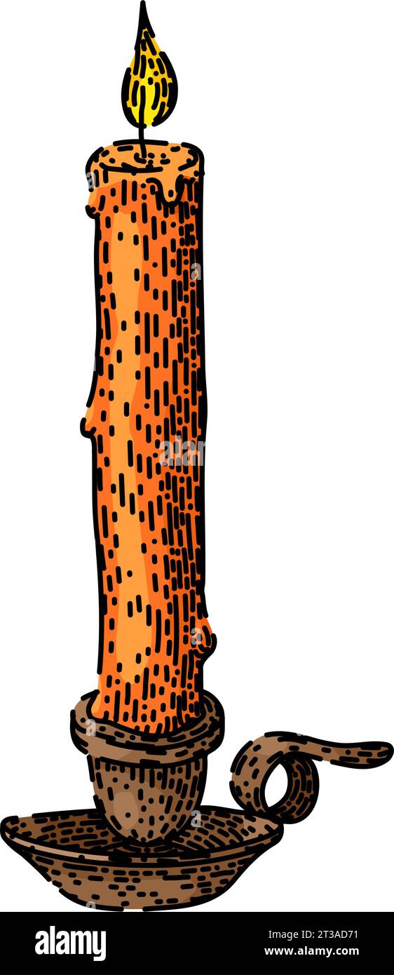 illustration candlestick sketch hand drawn vector Stock Vector Image ...