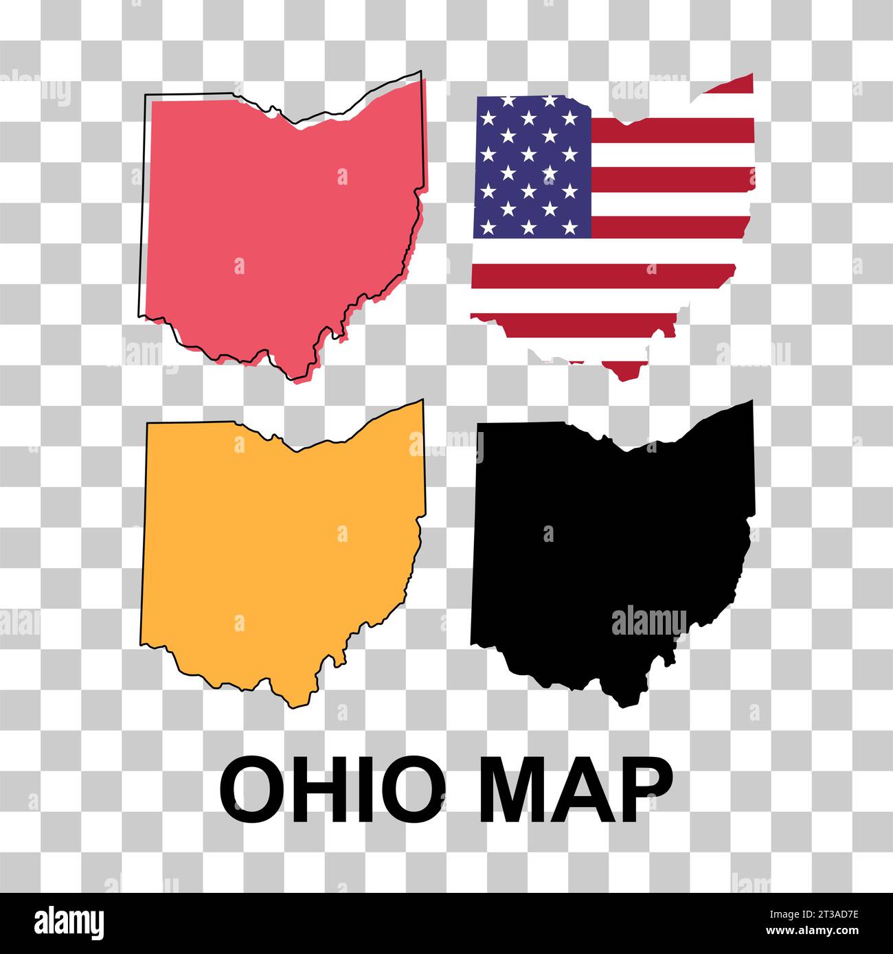 Set of Ohio map, united states of america. Flat concept symbol vector ...