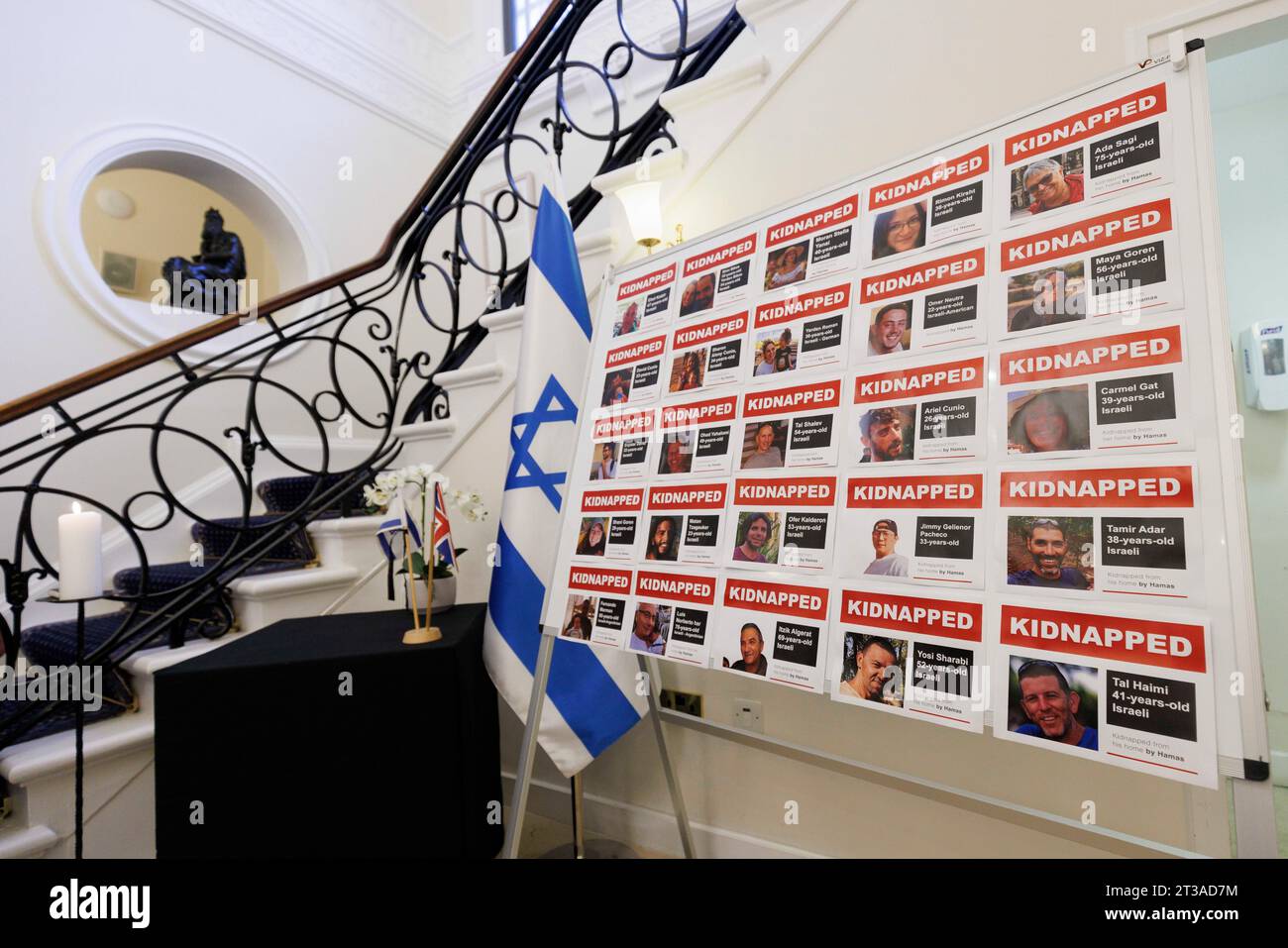 Kidnapped posters at the Israeli Embassy in London Stock Photo - Alamy