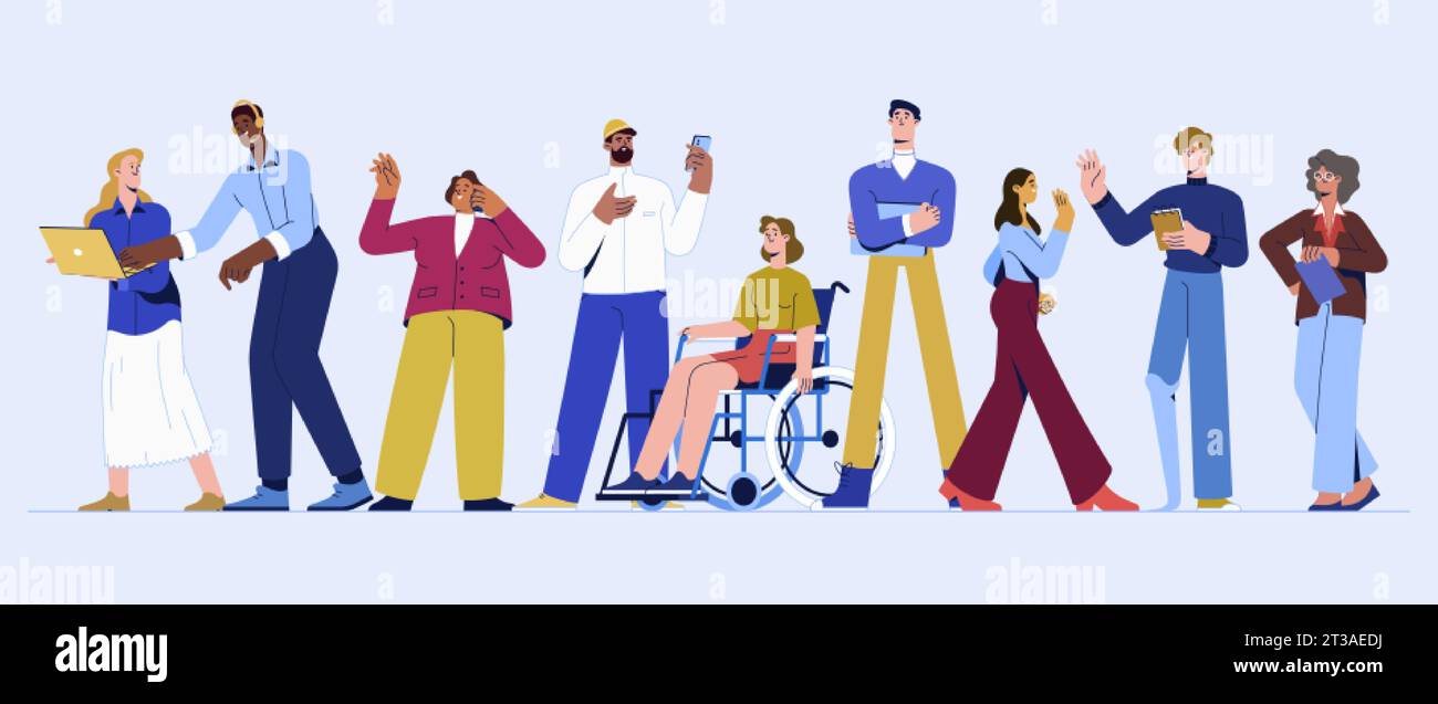 Different workers group young working characters hi-res stock ...