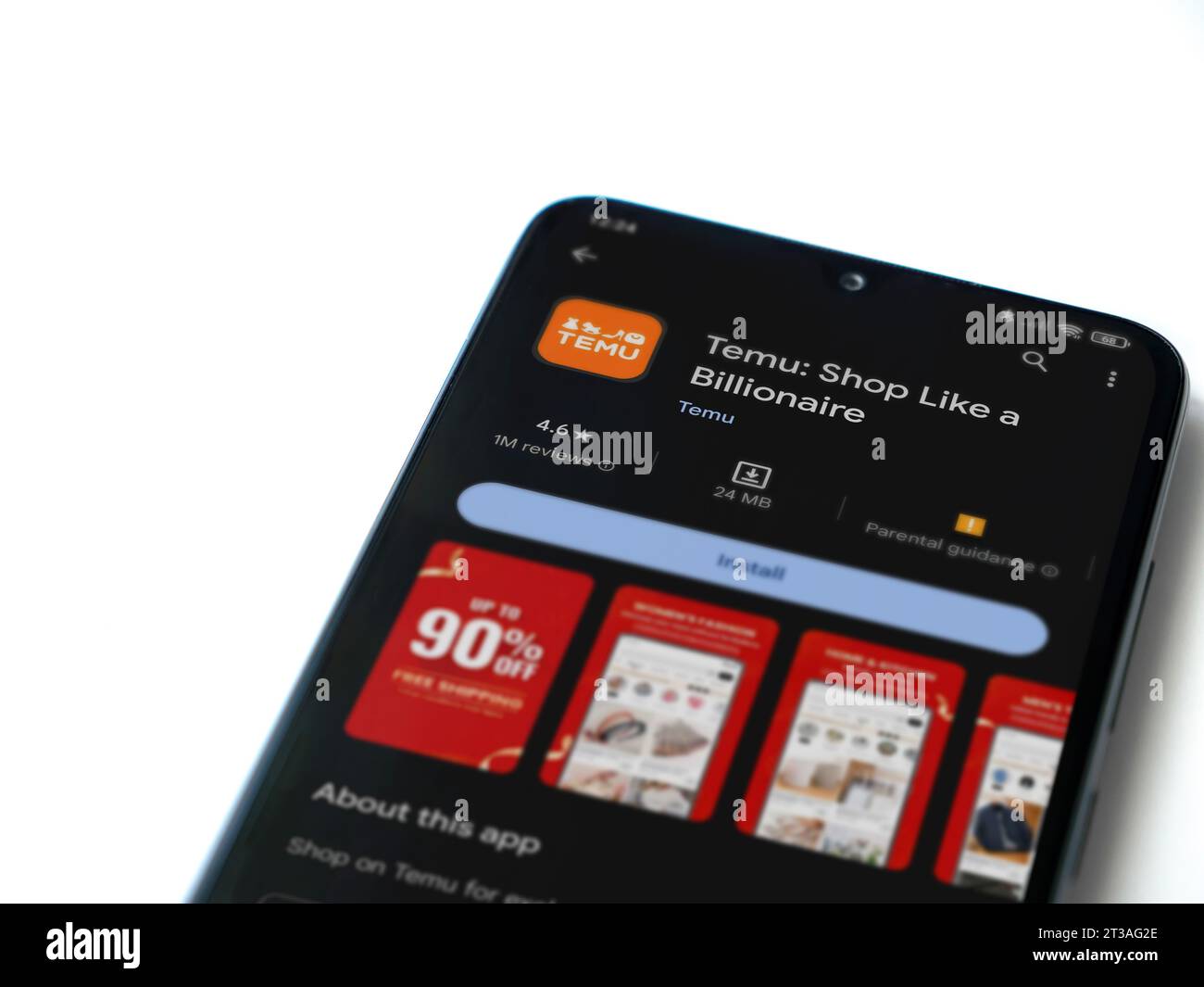 Lod, Israel - July 16,2023: Temu app play store page on smartphone on ...