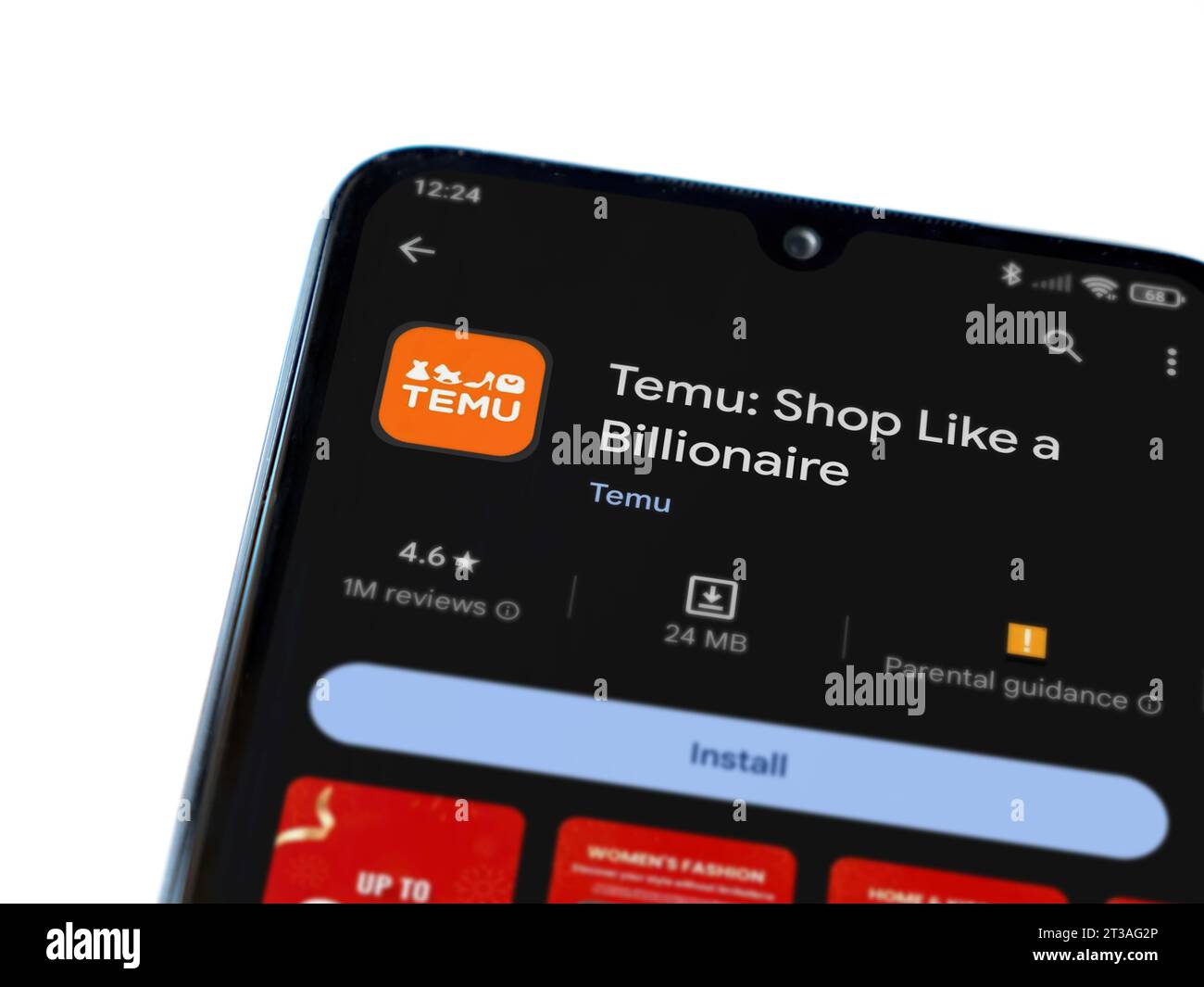 Lod, Israel - July 16,2023: Temu app play store page on smartphone on ...