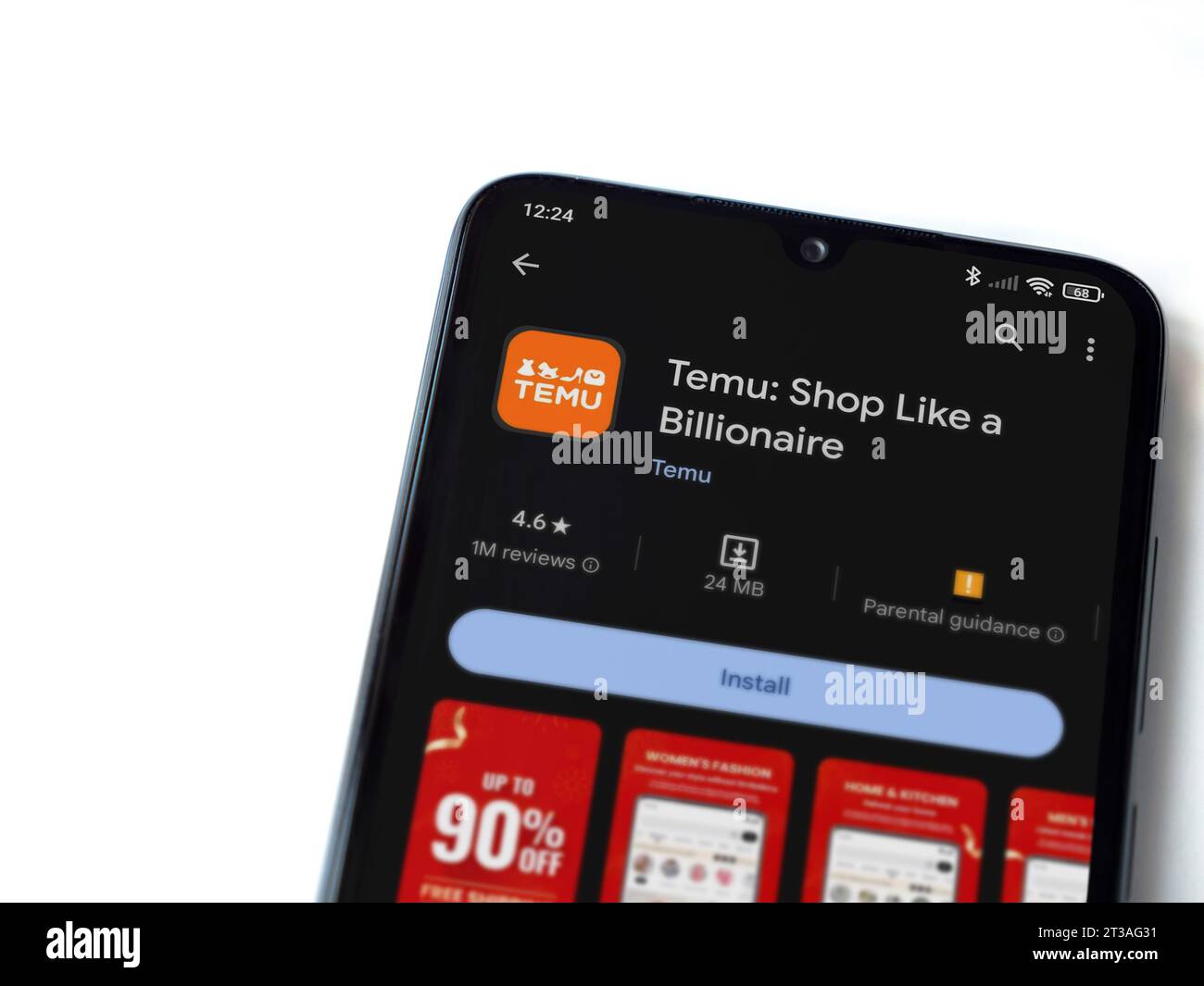 Lod, Israel - July 16,2023: Temu app play store page on smartphone on ...