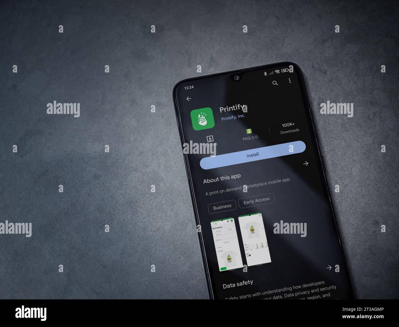 Lod, Israel - July 16,2023: Printify app play store page on smartphone ...