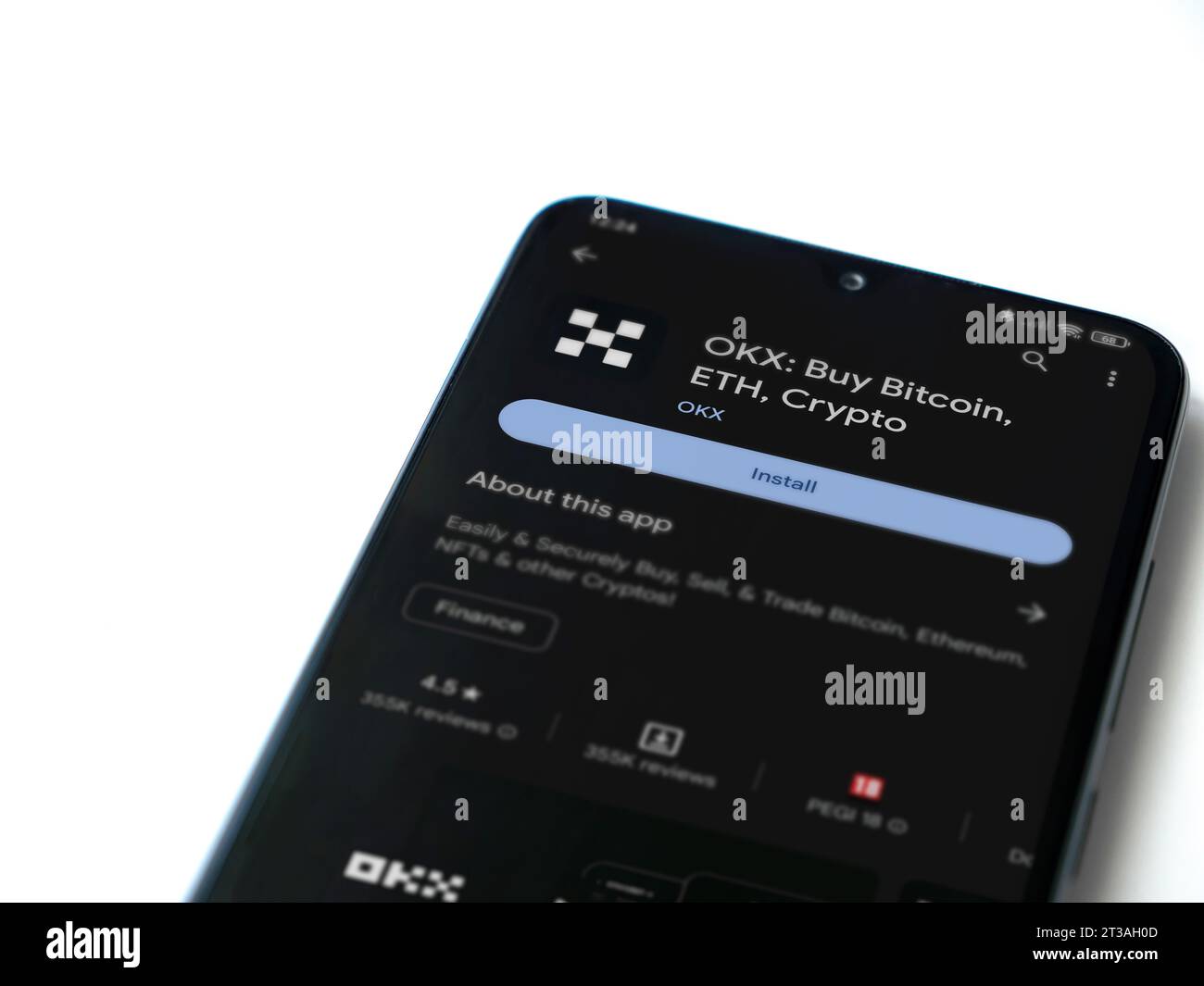 Lod, Israel - July 16,2023: OKX app play store page on smartphone on ...