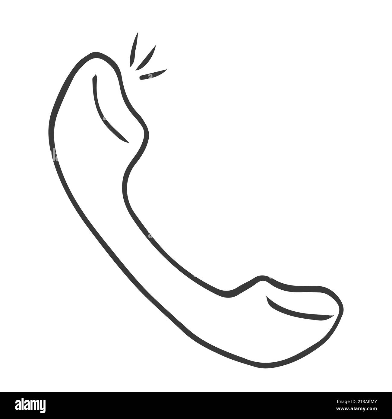 Black and white cartoon telephone handset. Vector illustration in ...