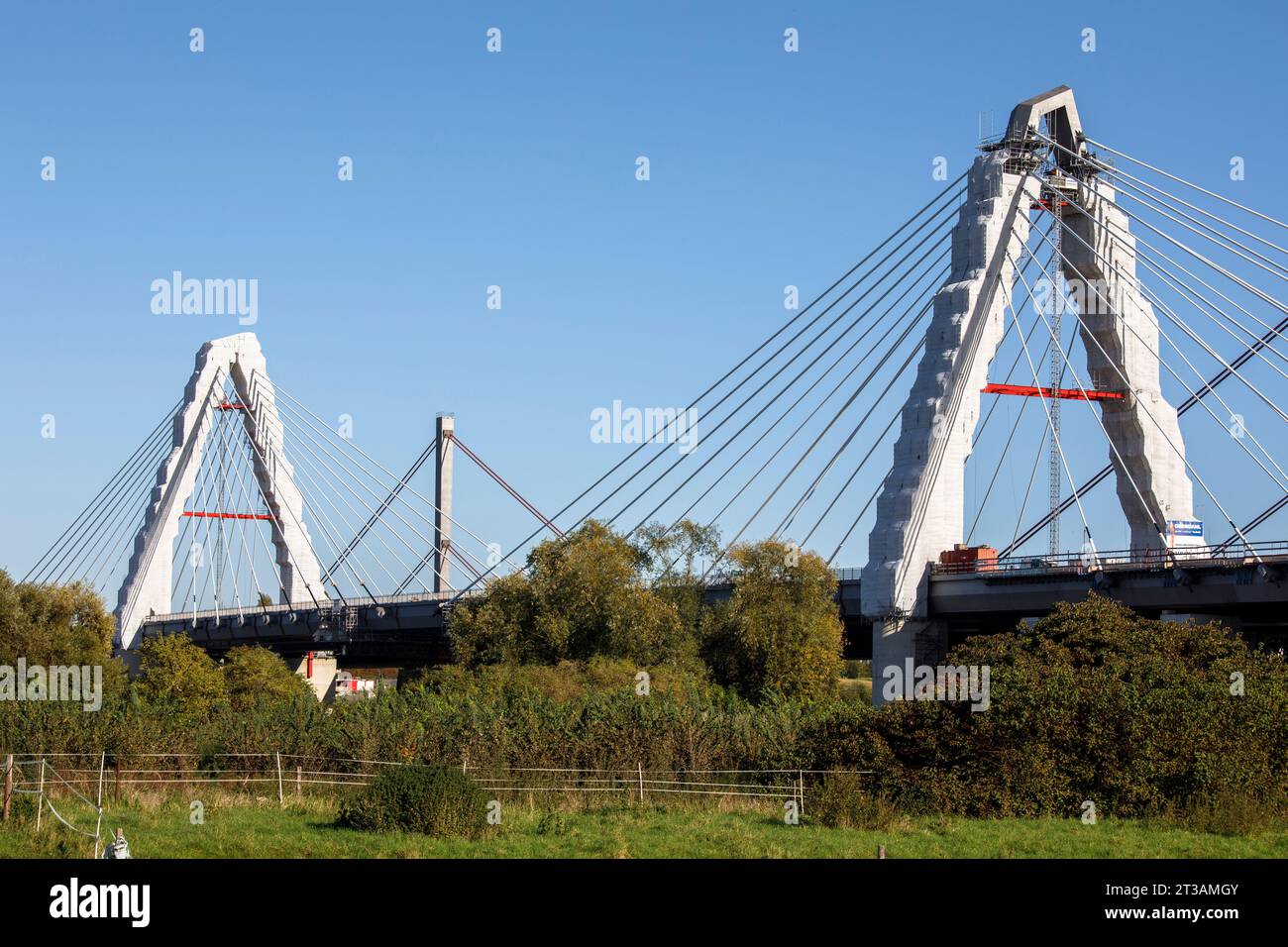 construction site of the new river Rhine bridge of the Autobahn A1 ...