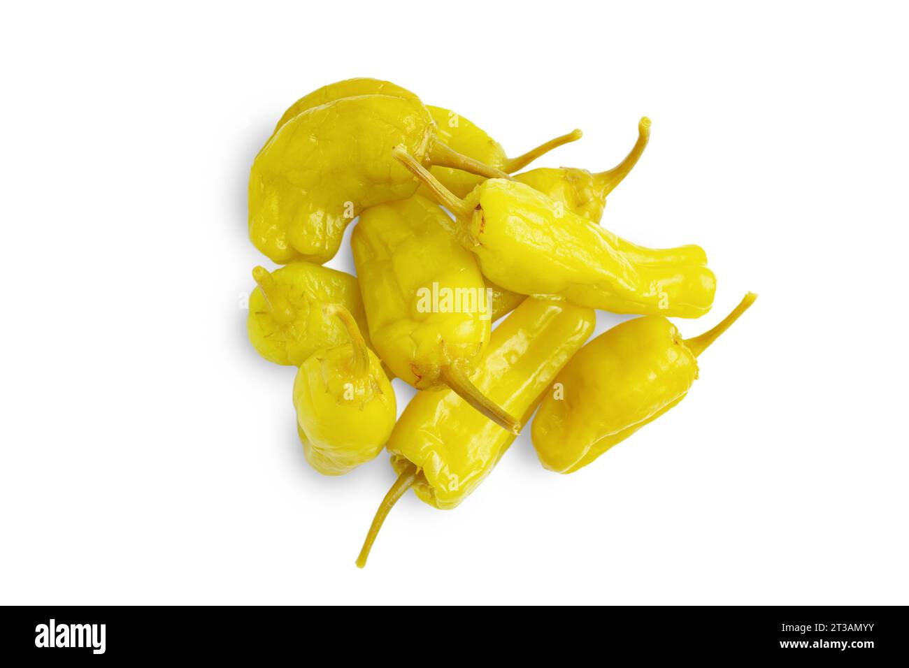 Pile of pickled yellow peppers, pepperoncini or friggitelli isolated on ...