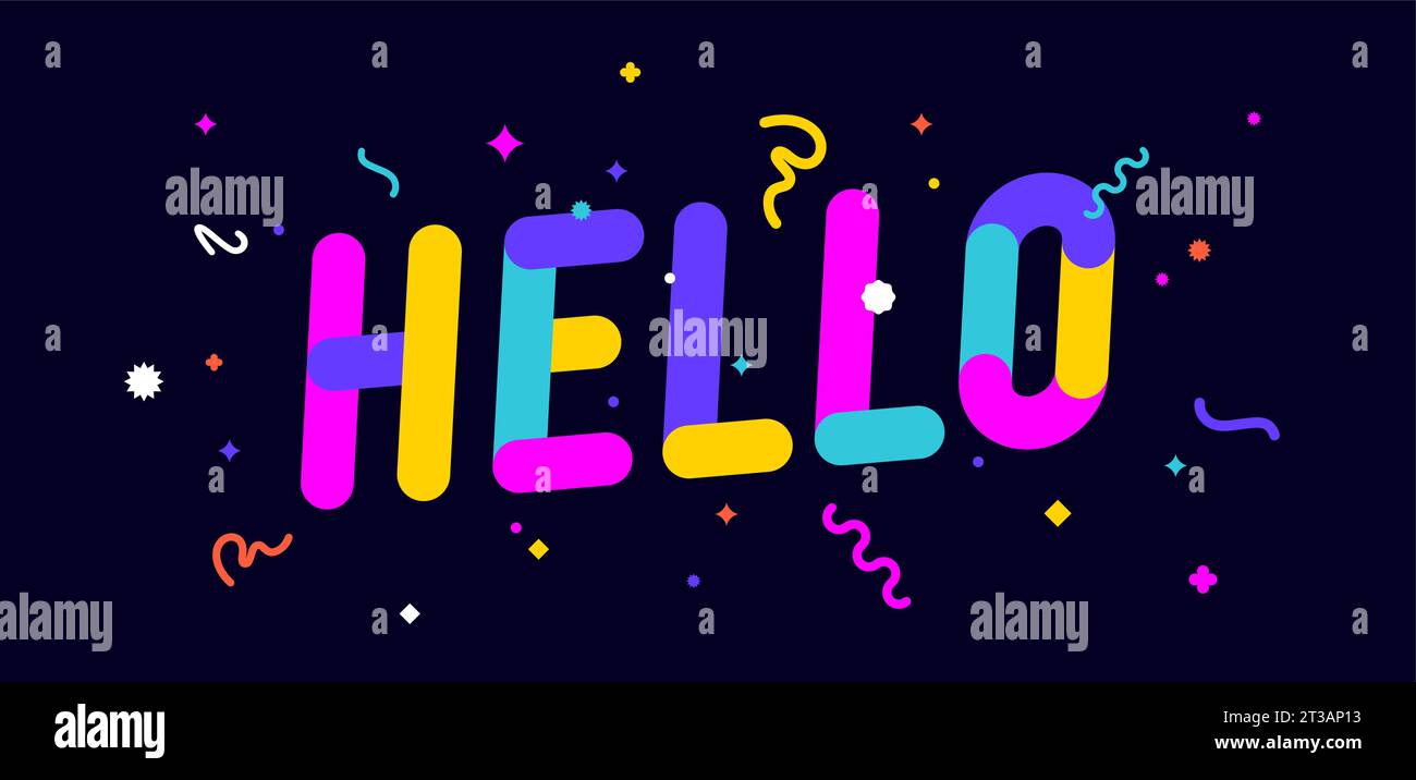 Hello. Greeting card Hello, Hi, Welcome, banner, poster and sticker ...