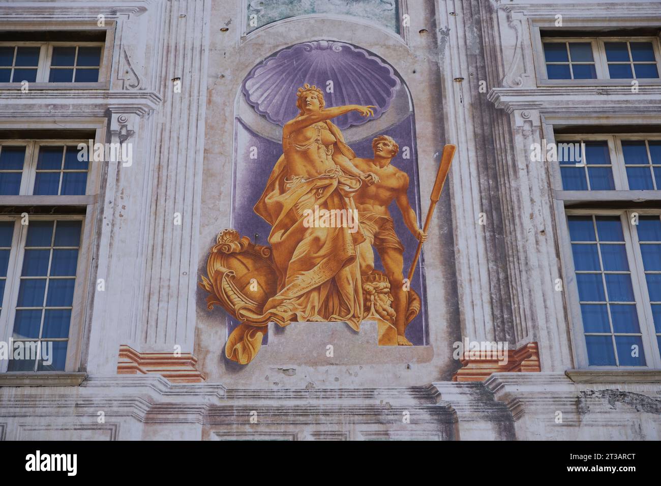 Painting on a facade of Bank of Saint George (Italian: Casa delle ...