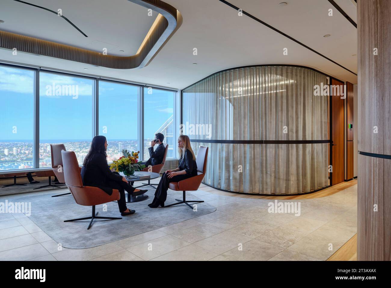 Reception waiting area and adjoining meeting room. One Farrer, Sydney ...