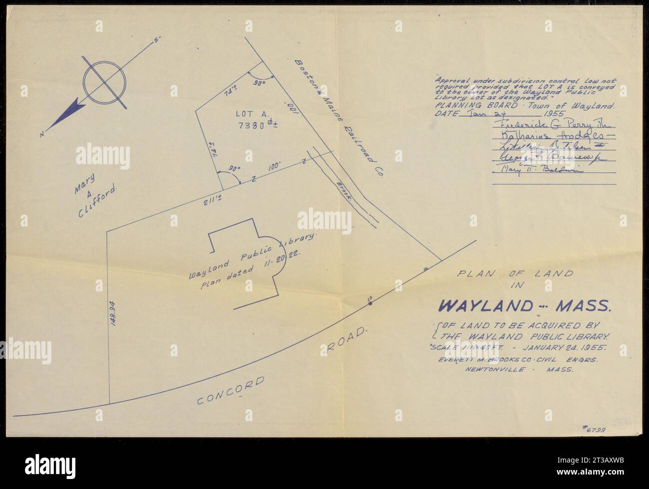 Plan of land in Wayland, Mass. : to be acquired by the Wayland Public ...