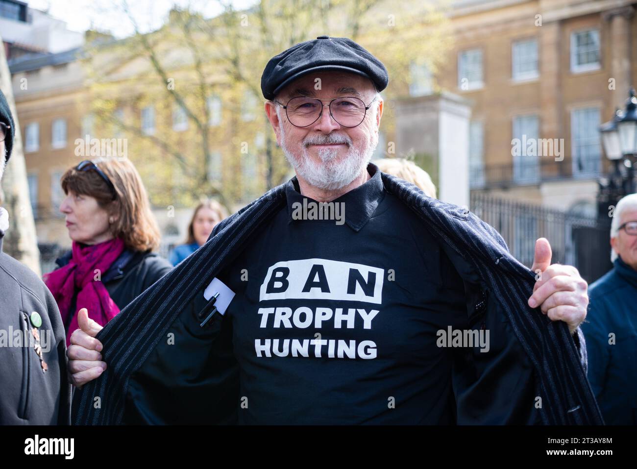 Peter Egan at a stop trophy hunting and ivory trade protest rally ...