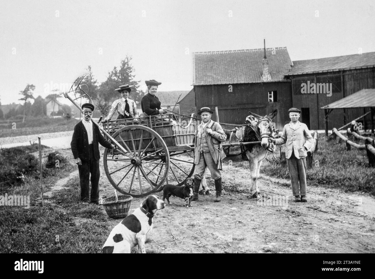 Photography , Portrait of a bourgeois French family in a cart at the ...