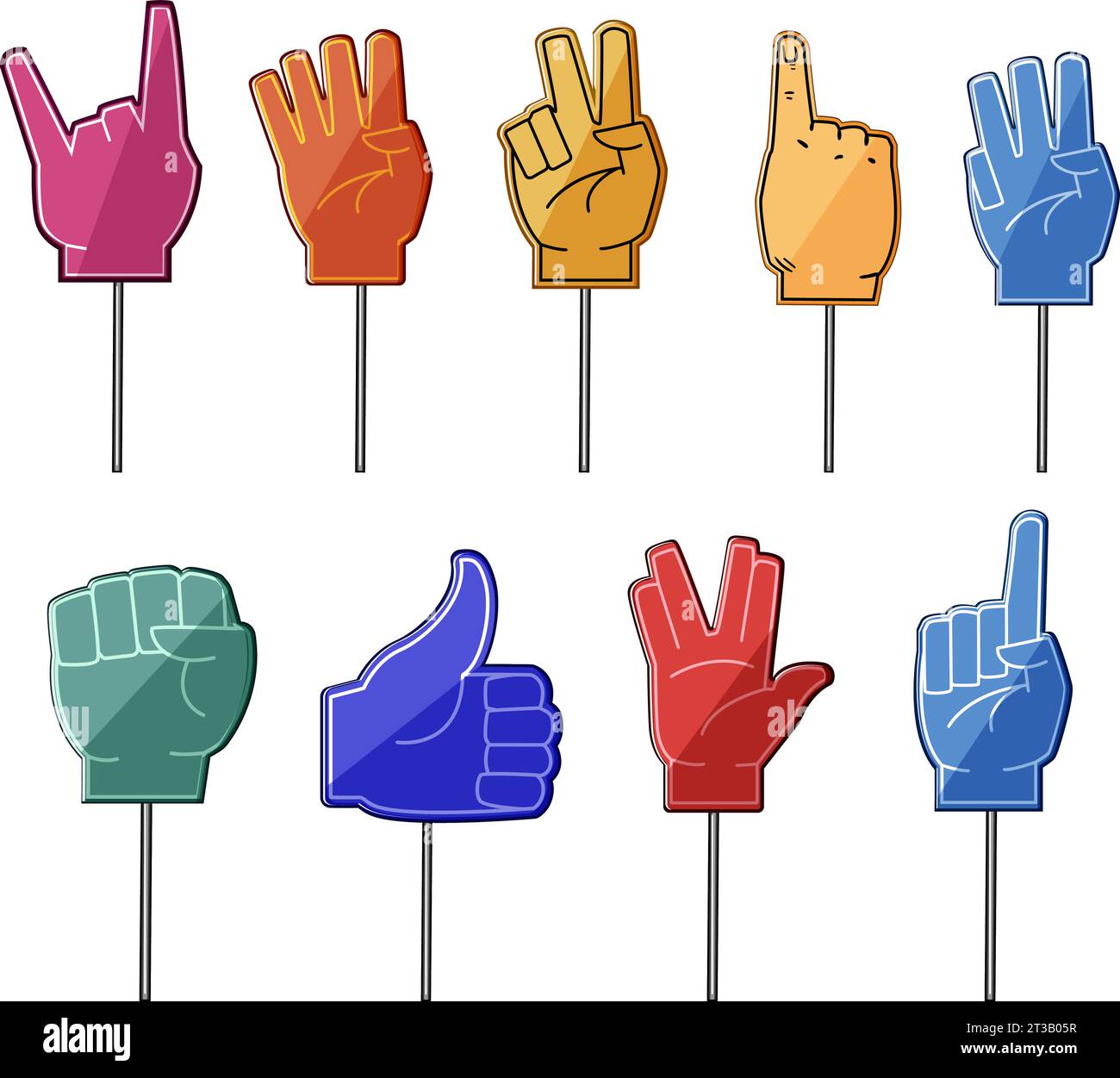 foam fan finger set cartoon vector illustration Stock Vector Image ...