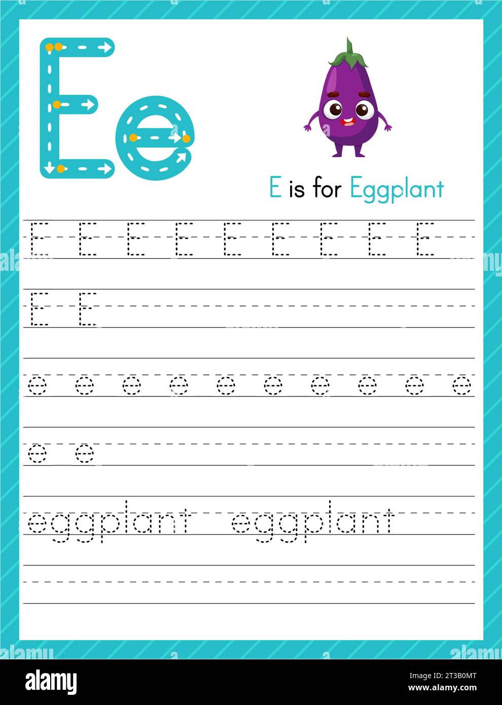Trace letter E uppercase and lowercase. Alphabet tracing practice ...