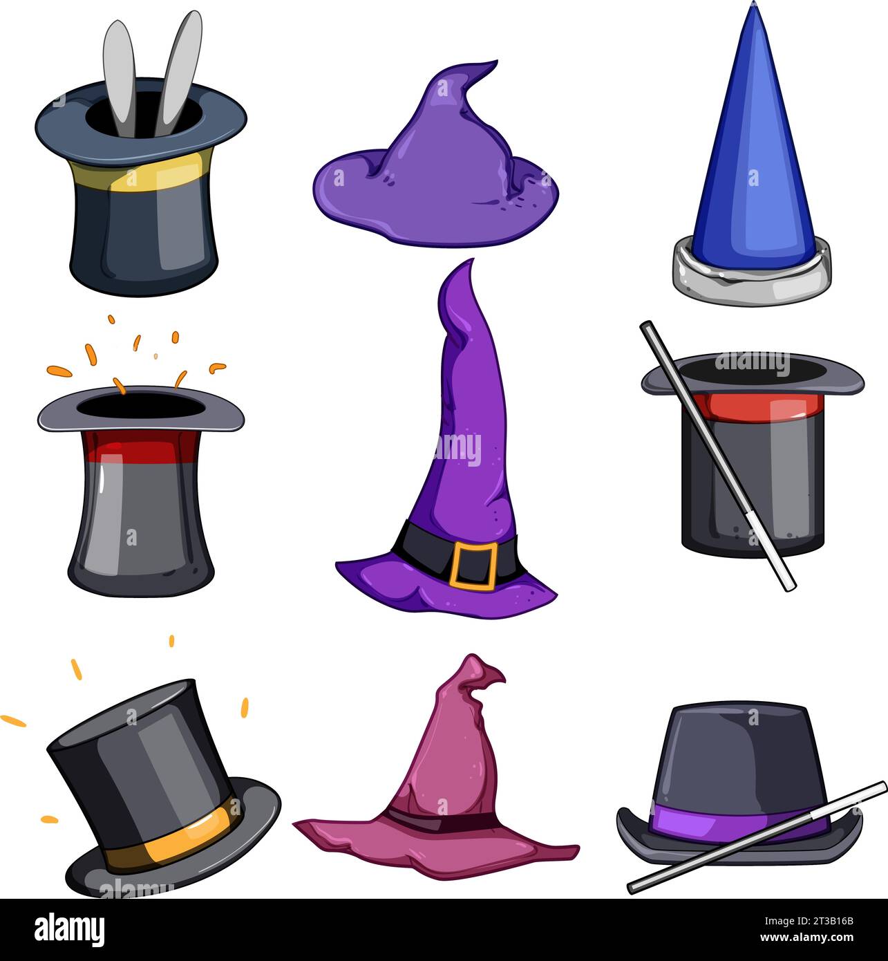 magician hat set cartoon vector illustration Stock Vector Image & Art ...