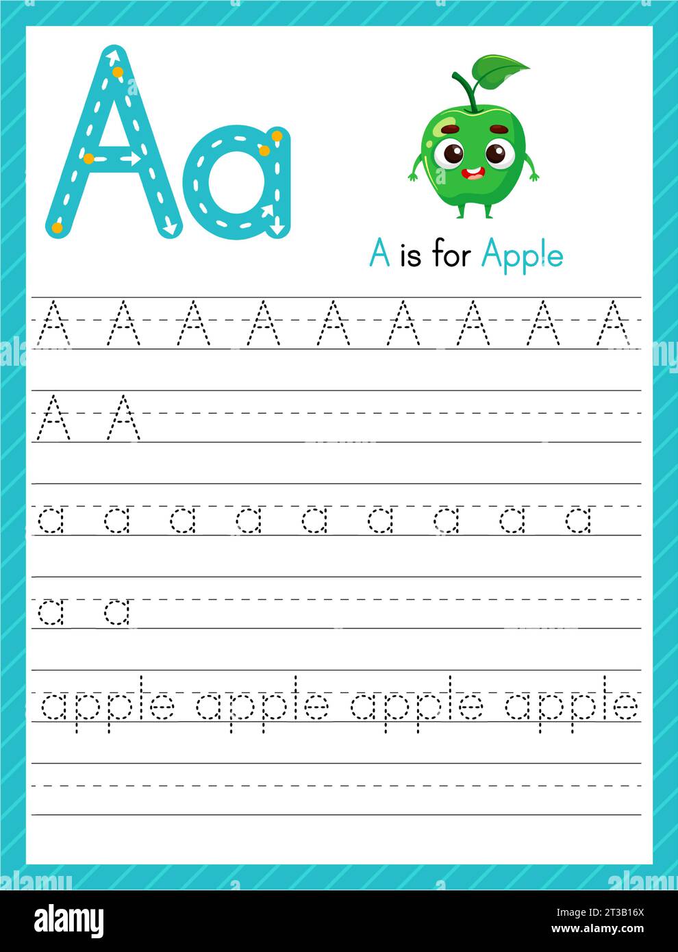 Trace letter A uppercase and lowercase. Alphabet tracing practice ...
