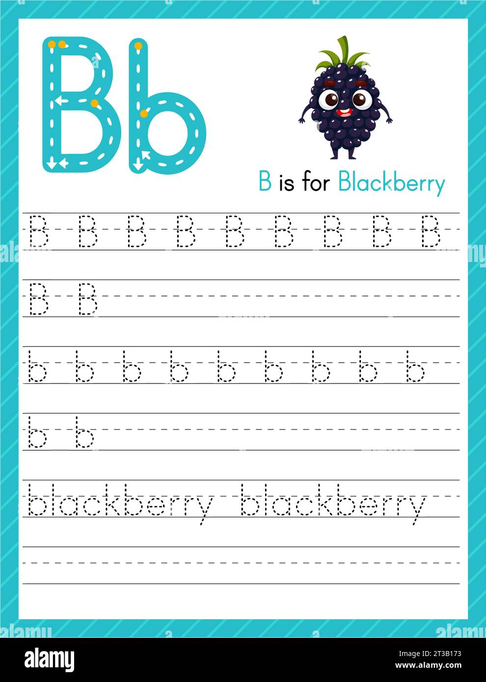 Trace letter B uppercase and lowercase. Alphabet tracing practice ...