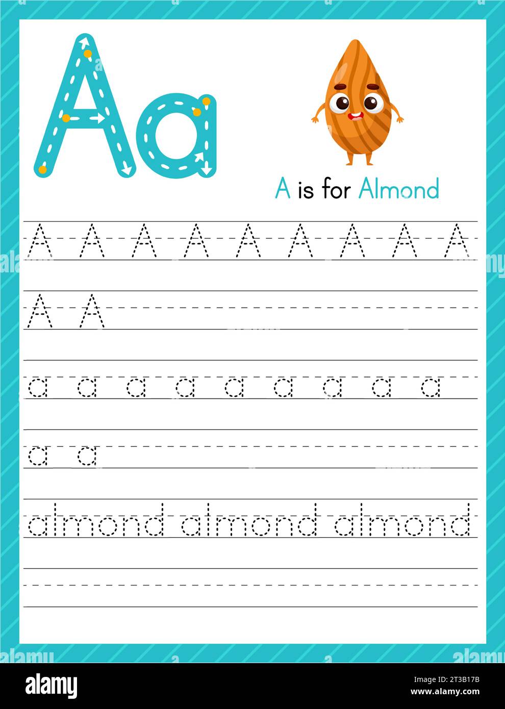 Trace letter A uppercase and lowercase. Alphabet tracing practice ...