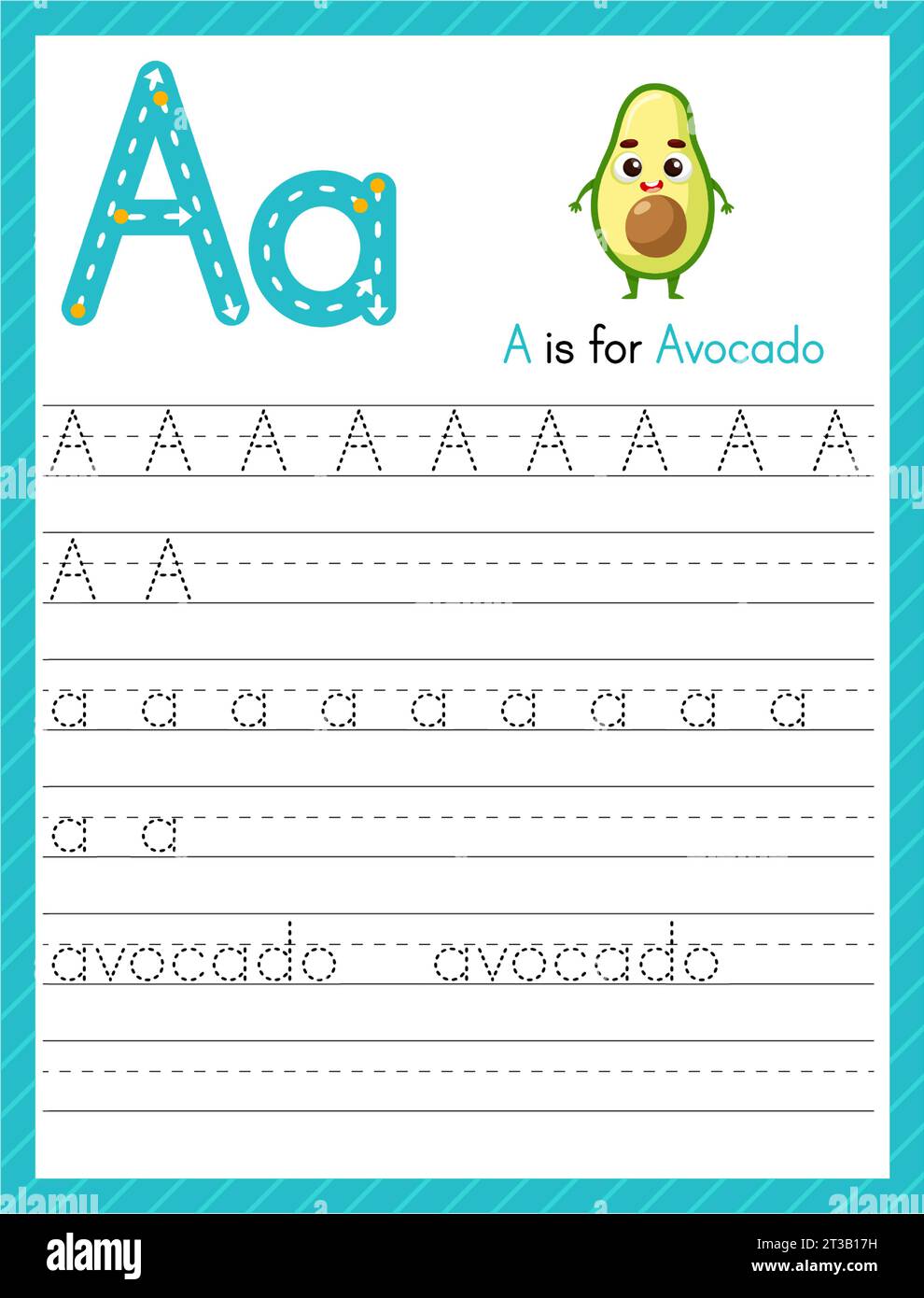 Trace letter A uppercase and lowercase. Alphabet tracing practice ...