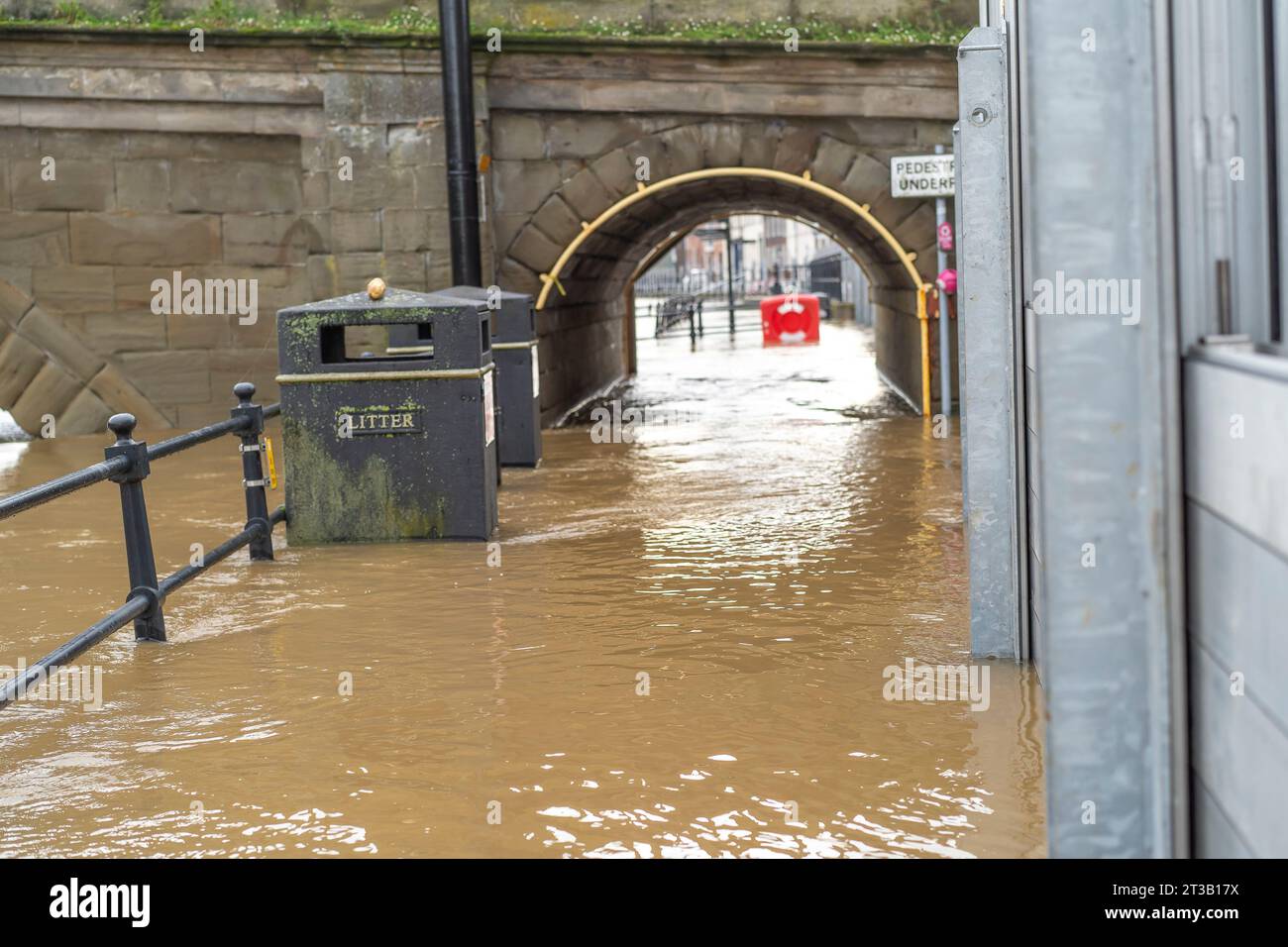 Bewdley, UK. 23rd October, 2023. Bewdley after Storm Babet. River ...