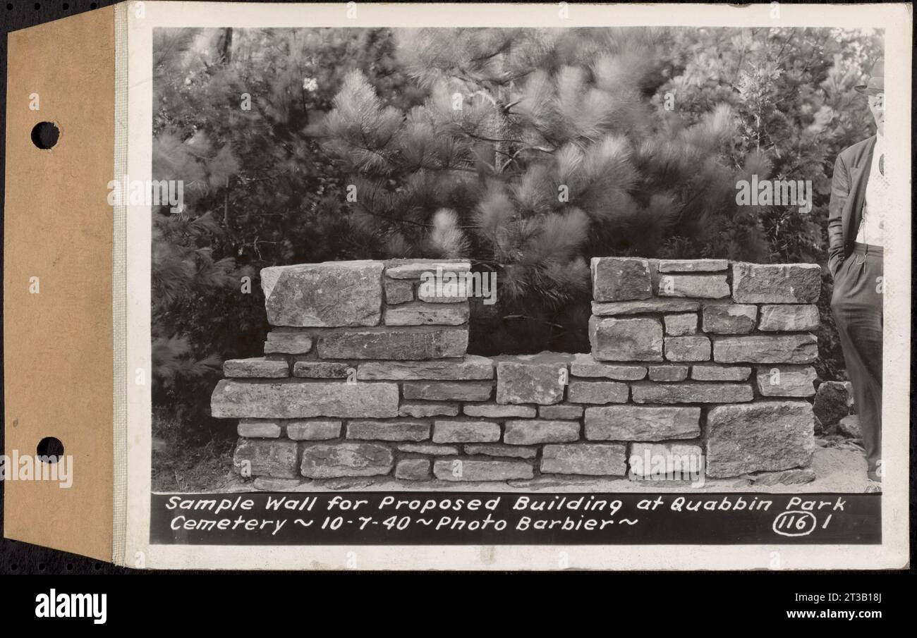 Contract No. 116, Quabbin Park Cemetery Building, Ware, sample wall for ...