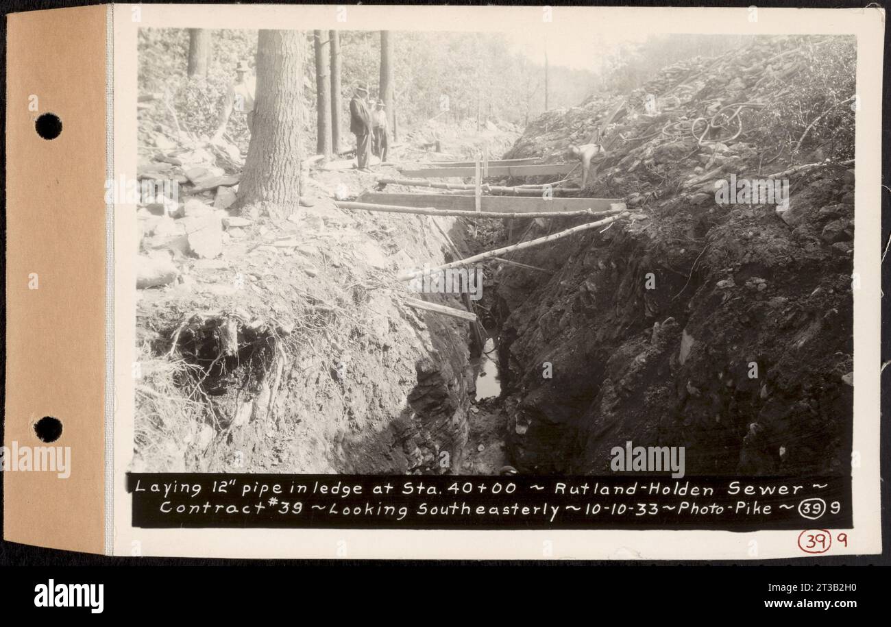Contract No. 39, Trunk Line Sewer, Rutland, Holden, laying 12 in. pipe ...