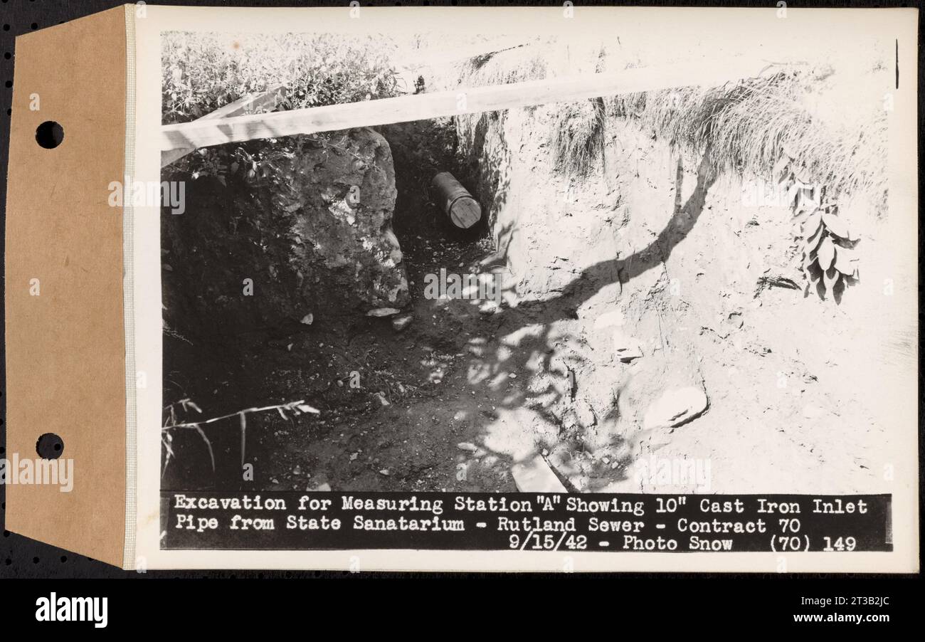 Contract No. 70, WPA Sewer Construction, Rutland, excavation for ...