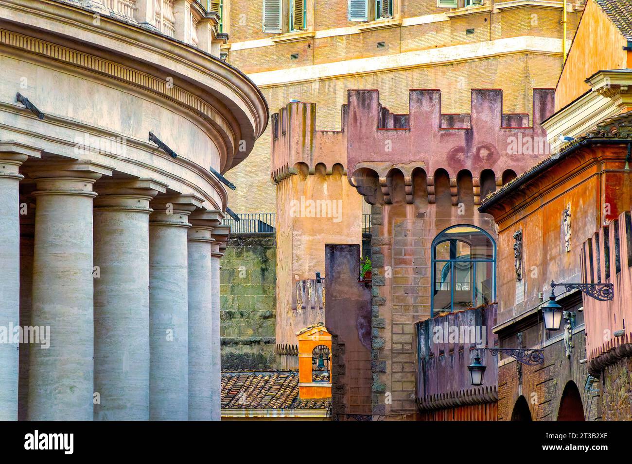 View of the colonnades of Saint Peter's Square and surrounding ...