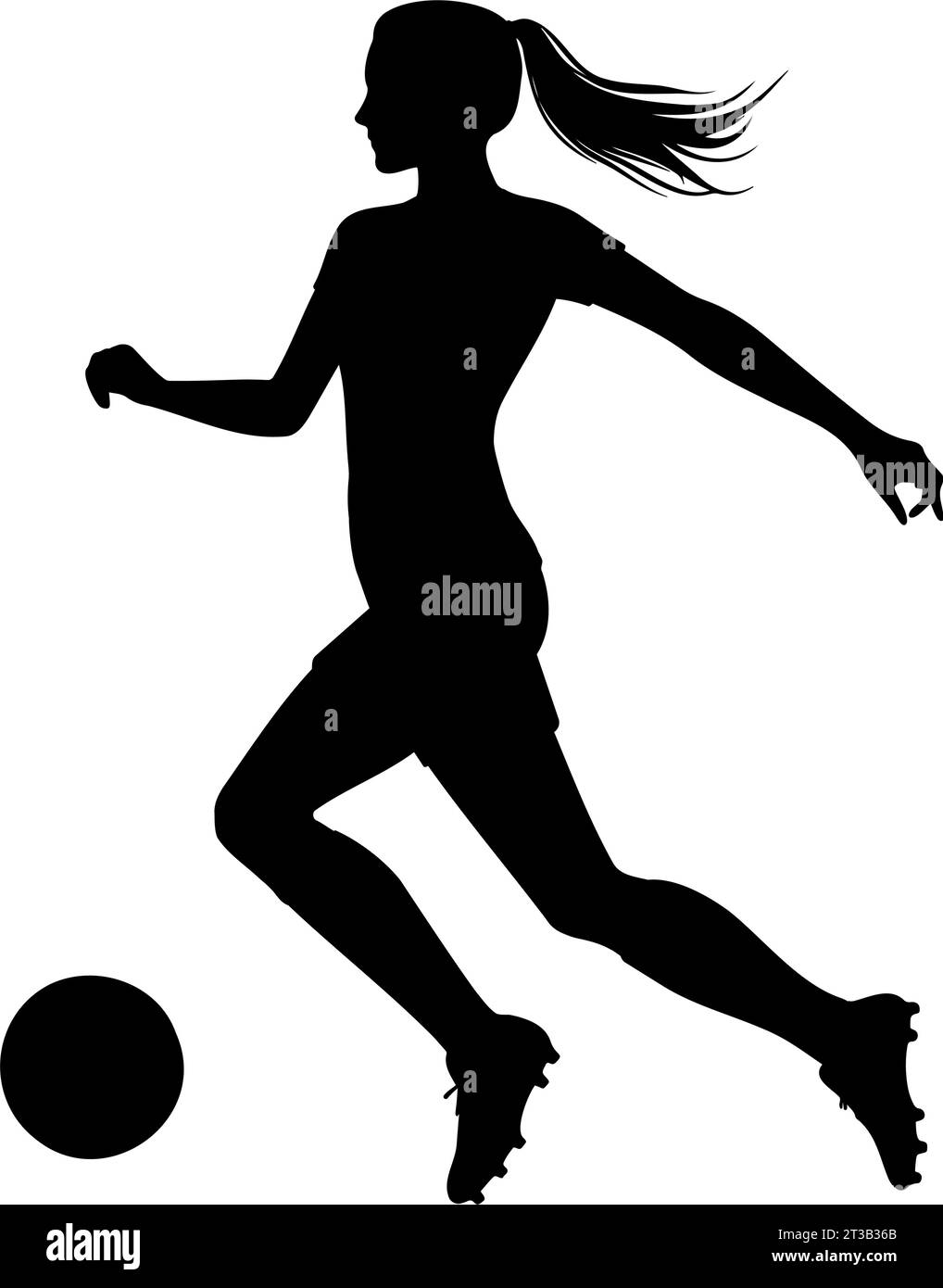 Woman footballer playing silhouette. Vector illustration Stock Vector ...