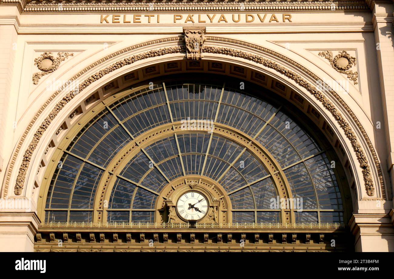 Facade of Keleti Palyaudvar, Budapest Keleti Station, Eastern railway ...