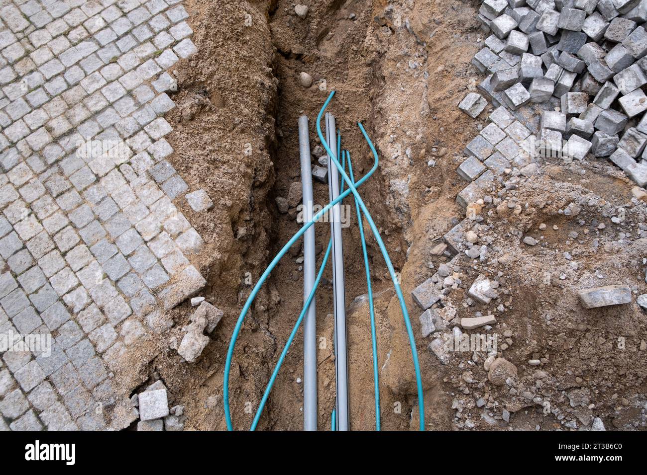 Underground electric cable infrastructure communication installation at ...