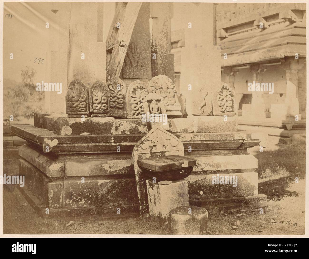 Naga stones at base of Brahma-stambha at Jain temple complex in ...