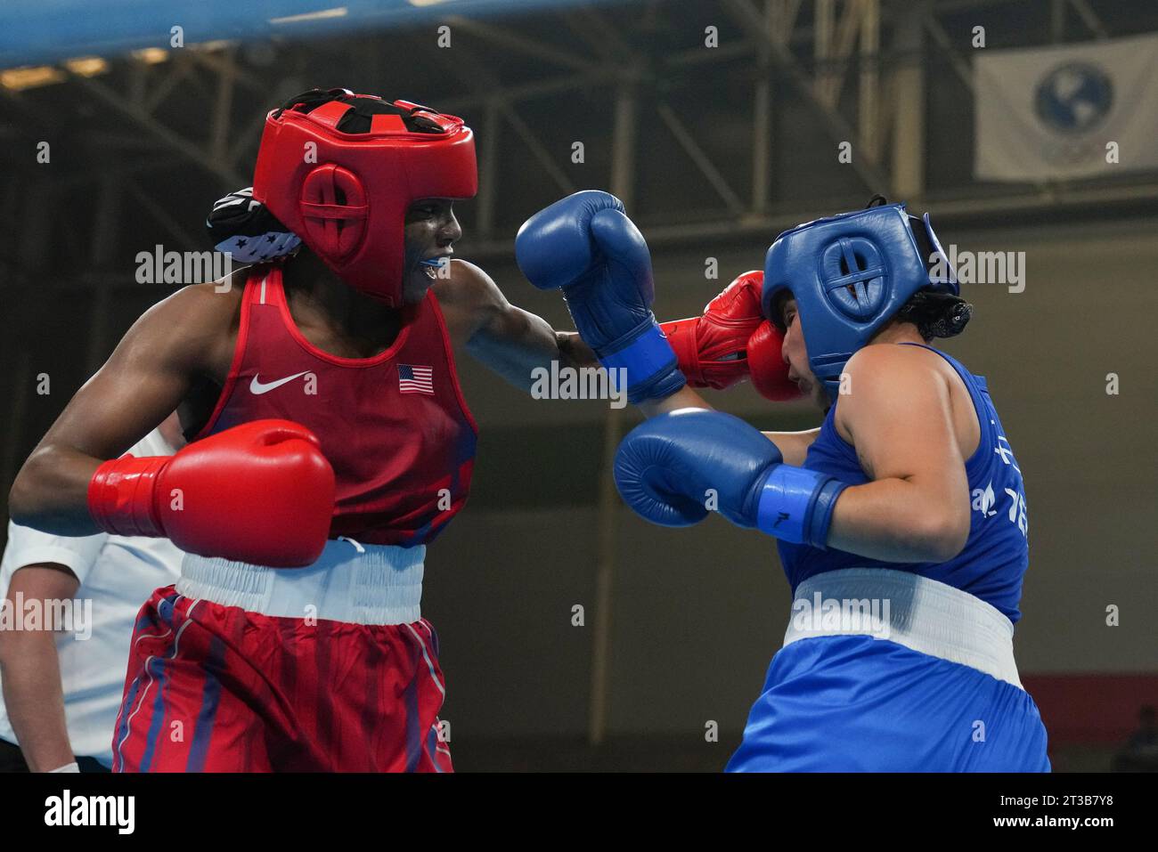 Morelle McCane of the United States, left, fights Costa Rica's Nicole ...