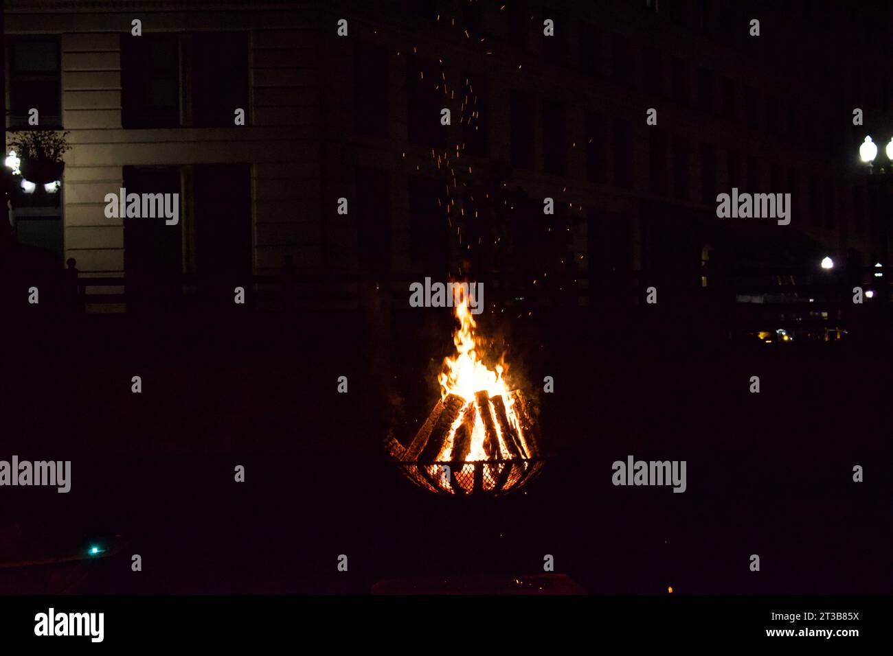 Single Bonfire Landscape Stock Photo - Alamy