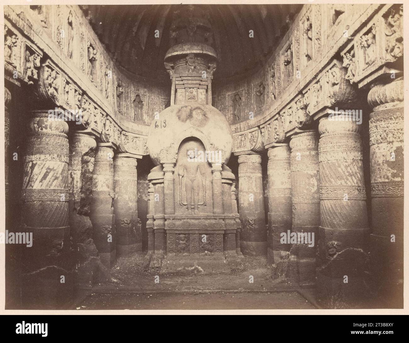 Interior of Buddhist chaitya hall, Cave XIX, Ajanta Stock Photo - Alamy