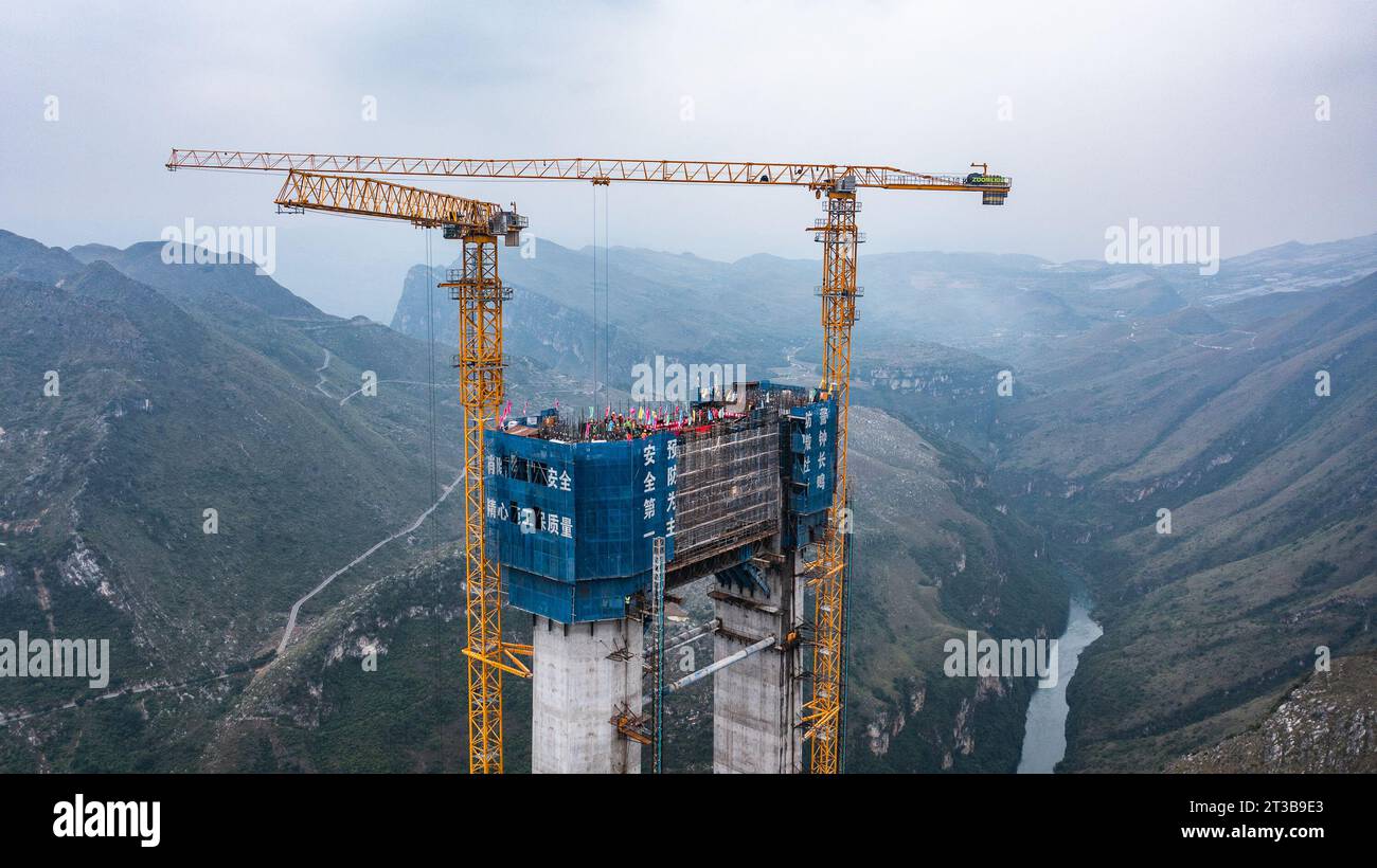 Guanling. 24th Oct, 2023. This aerial photo taken on Oct. 24, 2023 ...