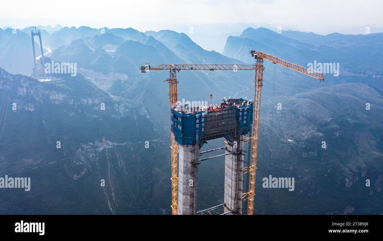 Guanling. 24th Oct, 2023. This aerial photo taken on Oct. 24, 2023 ...
