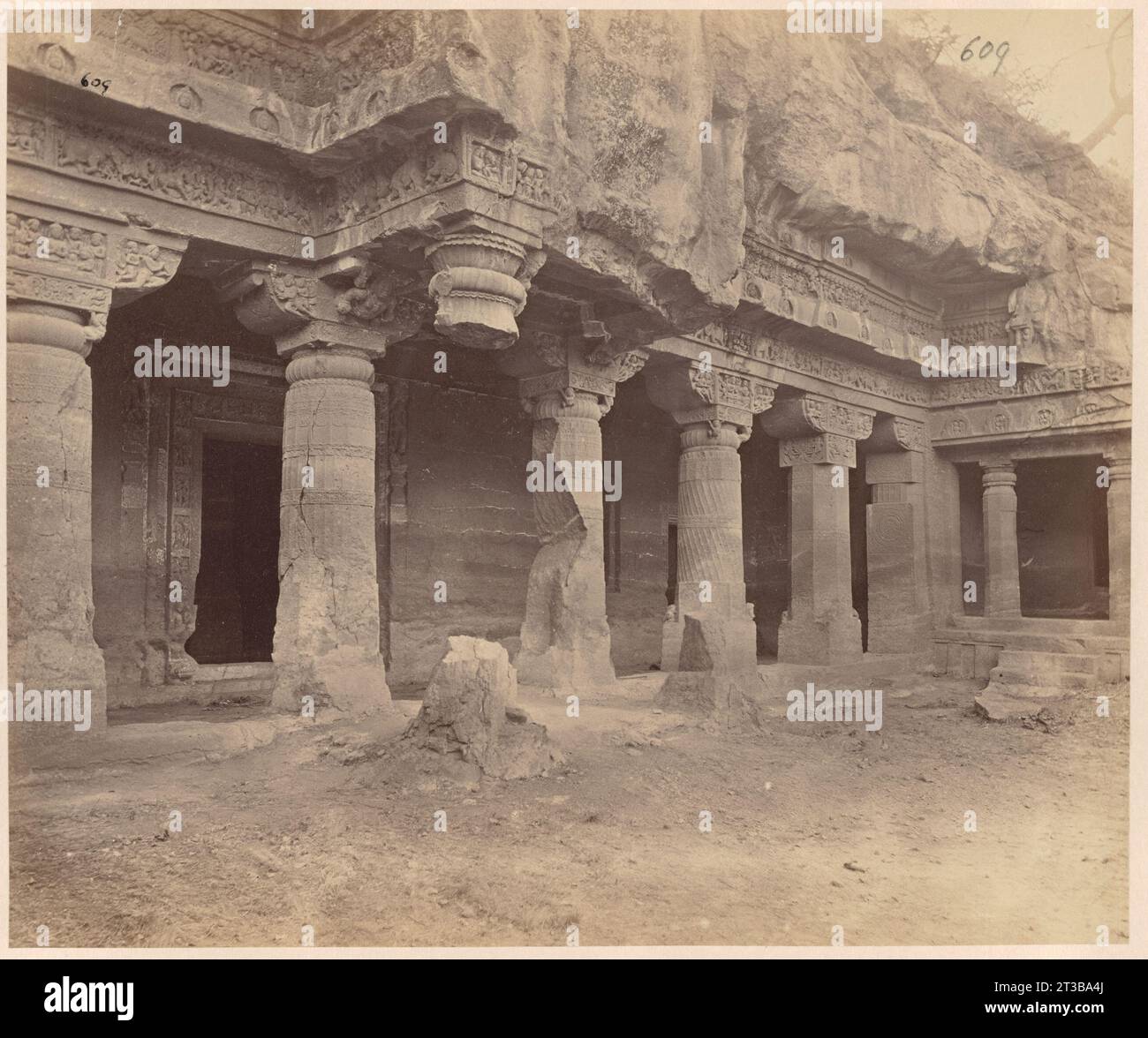General view from the left of porch and entrance to Buddhist Vihara ...