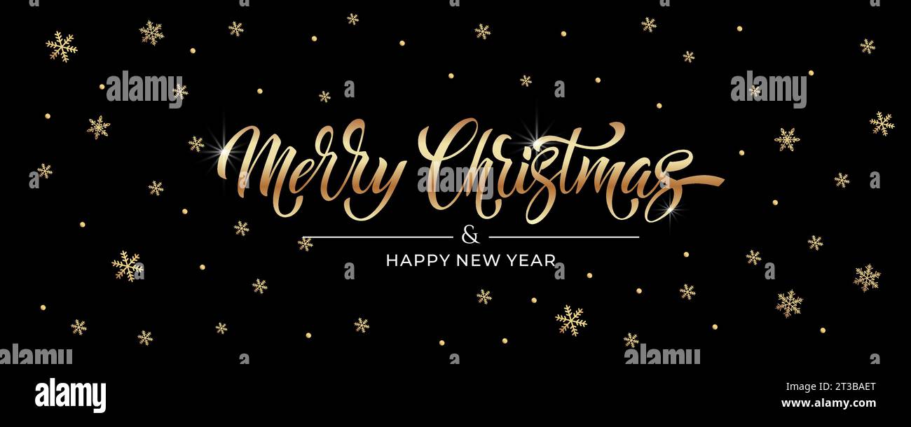 Merry Christmas and Happy New Year hand lettering calligraphy. Vector ...