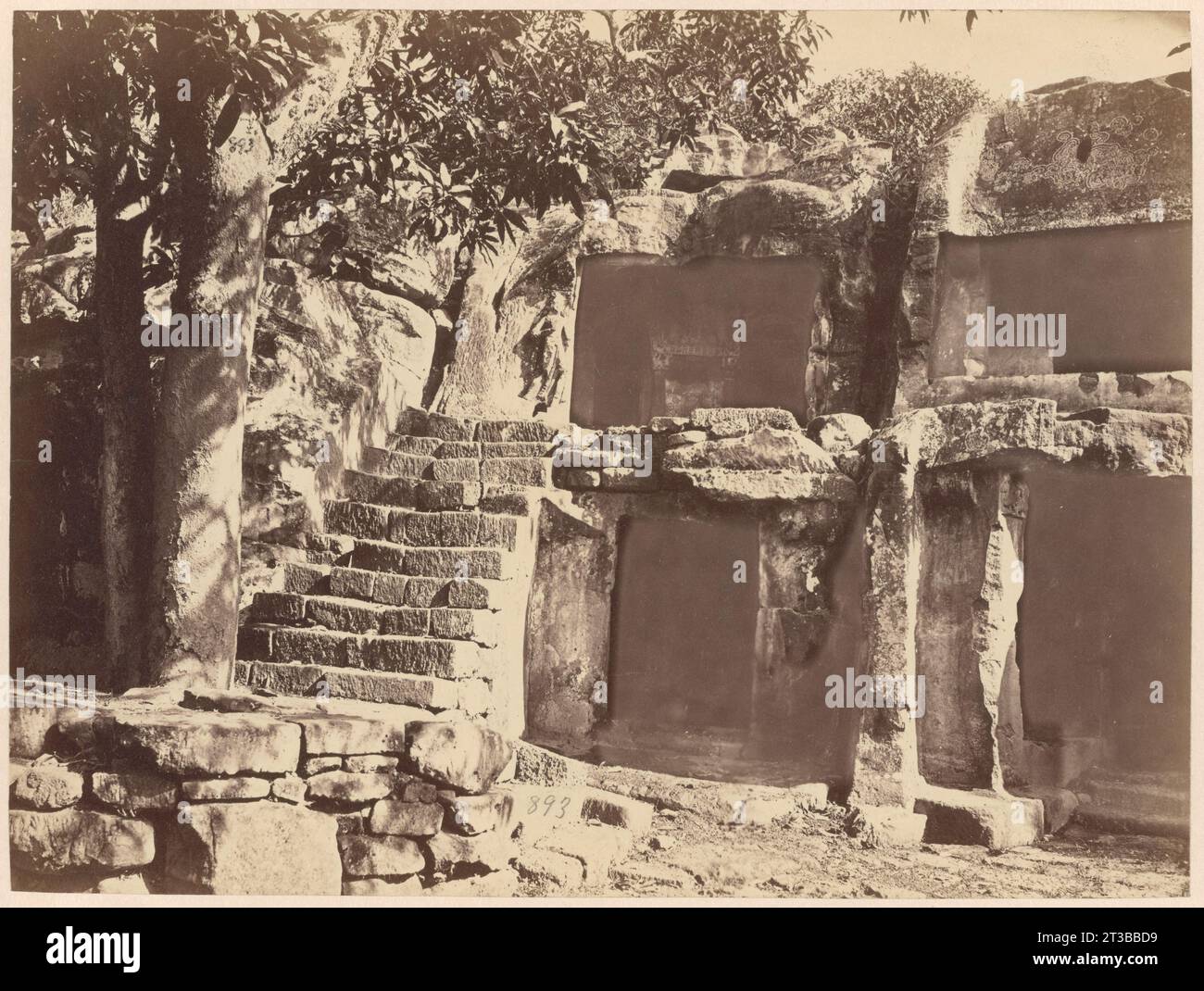View of Alakapuri Gumpha, Cave 4, Udayagiri and Khandagiri Caves, India ...