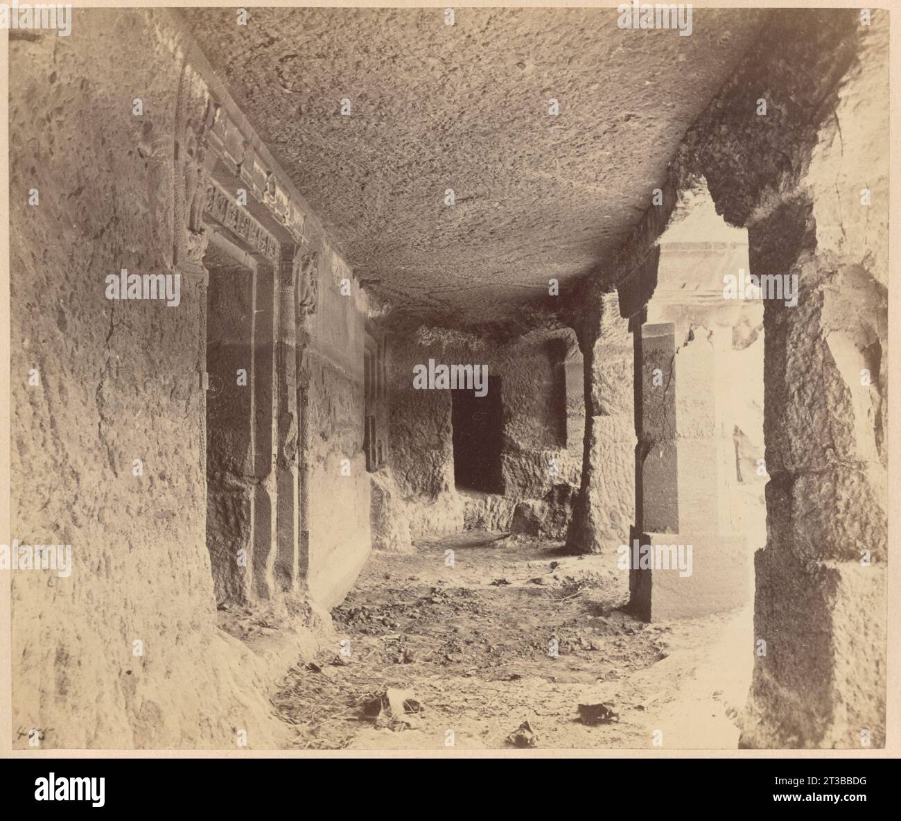 View from the left looking along interior of verandah of the two ...
