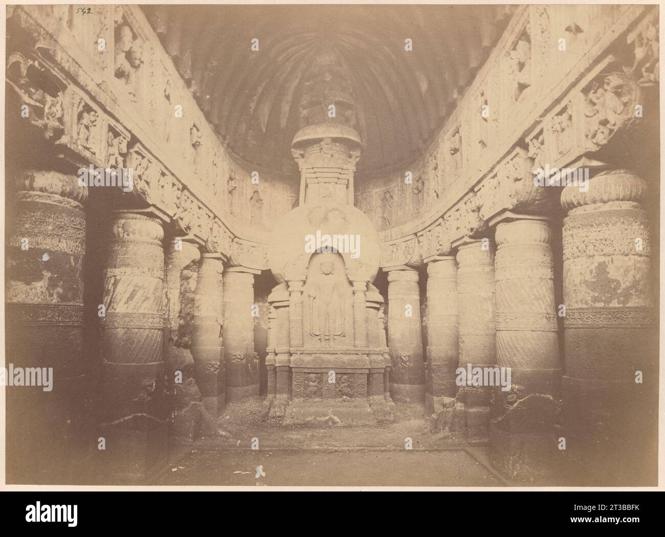 Interior of Buddhist chaitya hall, Cave XIX, Ajanta Stock Photo - Alamy