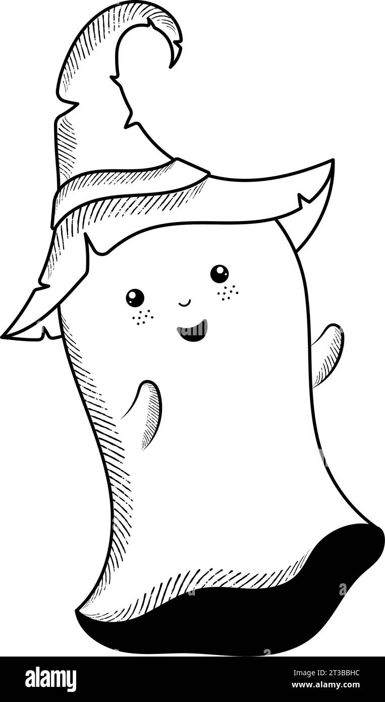 Isolated sketch of a ghost with a witch costume Vector Stock Vector ...